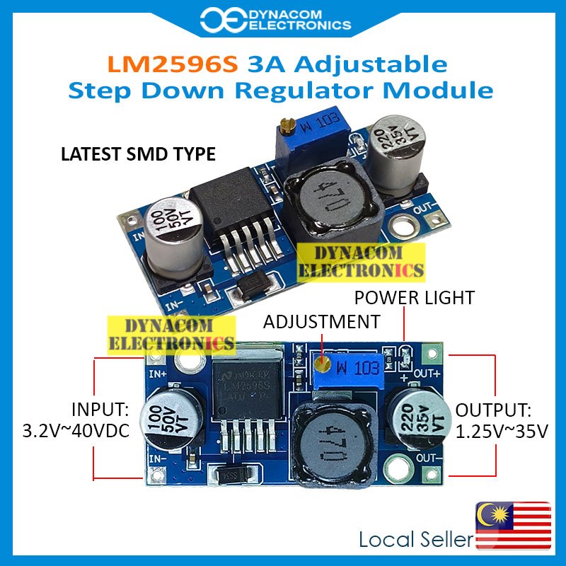 LM2596S DC-DC Step Down (Peak 3A) Adjustable Voltage Regulator Module Buck Converter [Modul ...