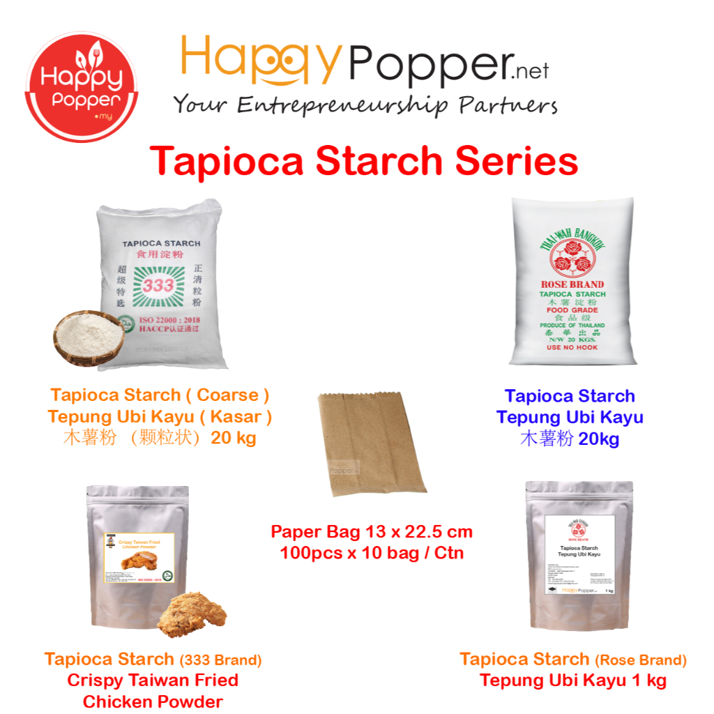 Happypopper Tapioca Starch Coarse 333/Rose Brand Tepung Ayam Gunting ...