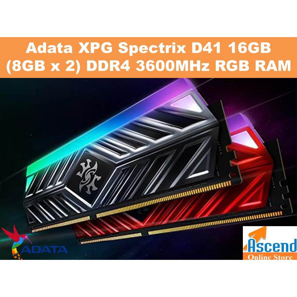 Adata XPG Spectrix D41 16GB (8GB x 2) DDR4 3600MHz RGB RAM | Shopee ...