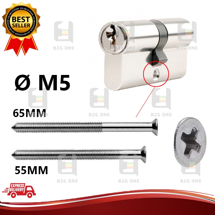 M5 PROFILE CYLINDER FIXING BOLT SCREW WITH TAPERED HEAD MORTISE LOCK ...