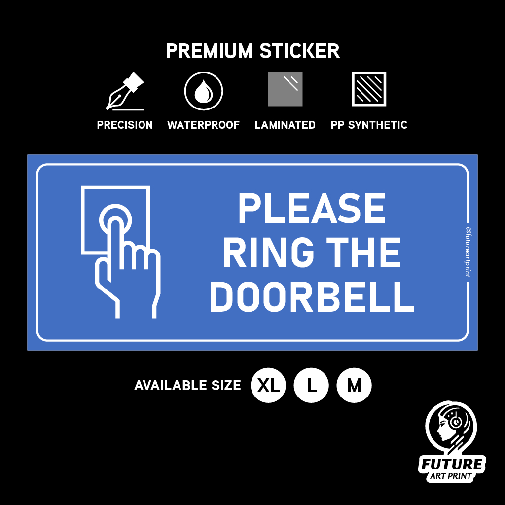 Please Ring the Doorbell. Premium Sticker Sign Notice Signage. Press ...