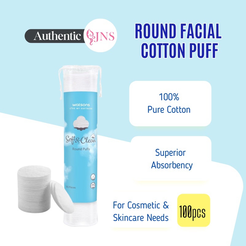 Watsons Round Facial Cotton Puff/Superior absorbency Cotton Puffs (100 ...