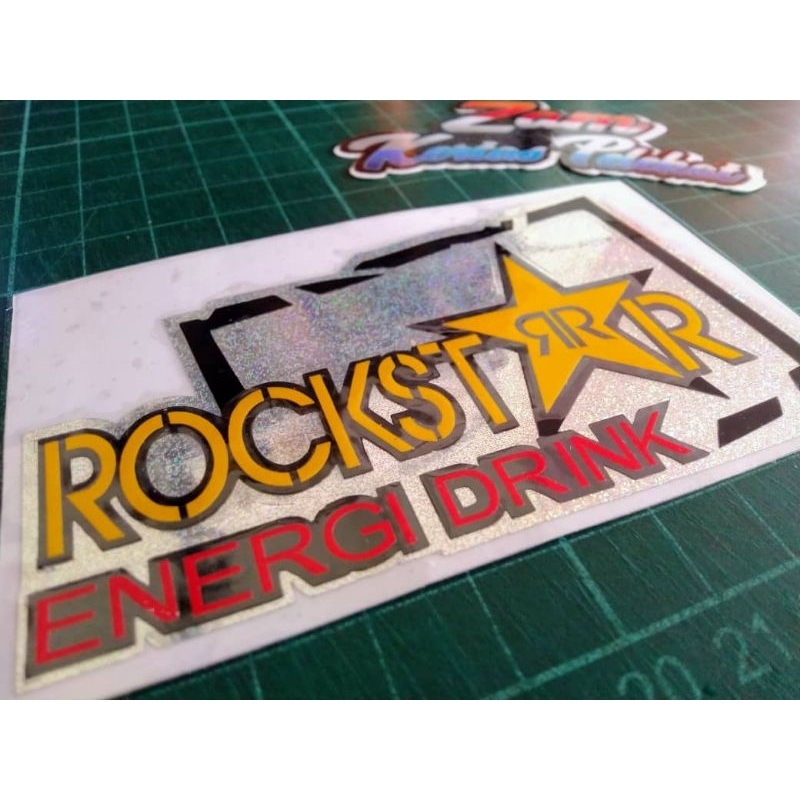 STICKERS ROCKSTAR CHROME STICKER CUTTING STICKER MOTOR | Shopee Malaysia