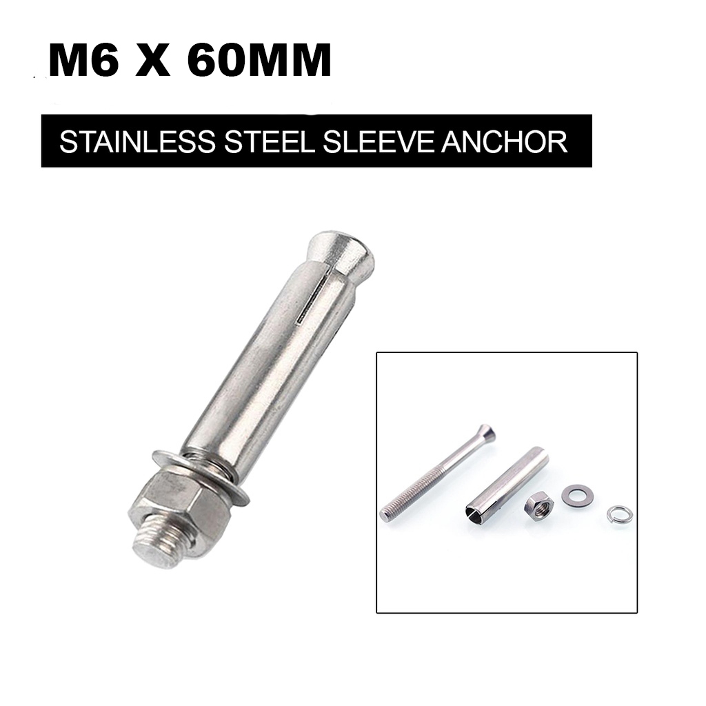 1PC M8x60mm Sleeve Anchor Wall Plug Besi Skru Dinding Simen Hexagon ...
