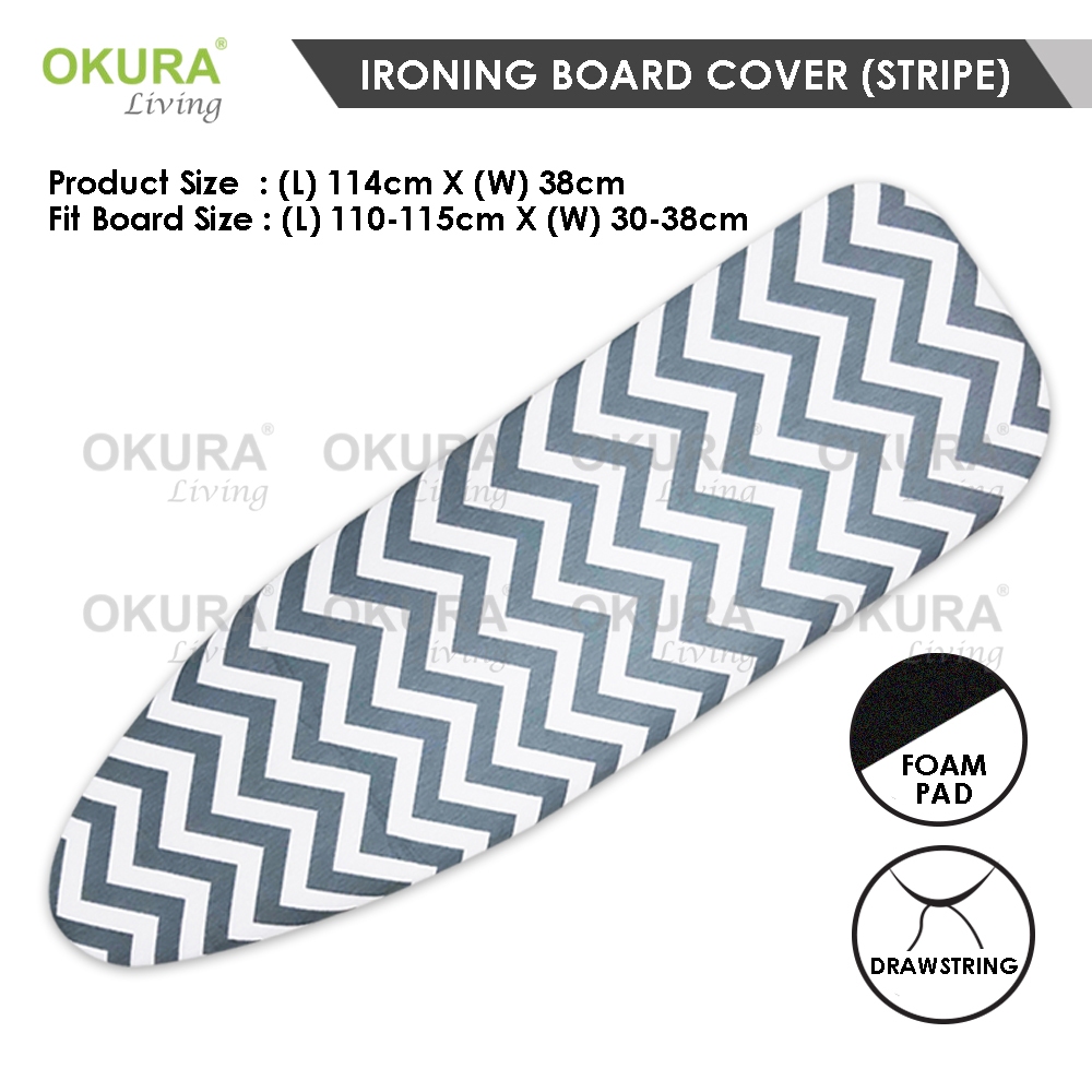 OKURA Heat Resistant Ironing Board Cover Thick Pad Reflect Adjustable ...