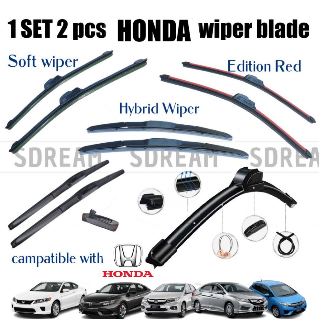 Honda wiper 1set (2pcs) Silicon wiper Soft wiper Blade coating Wipers ...