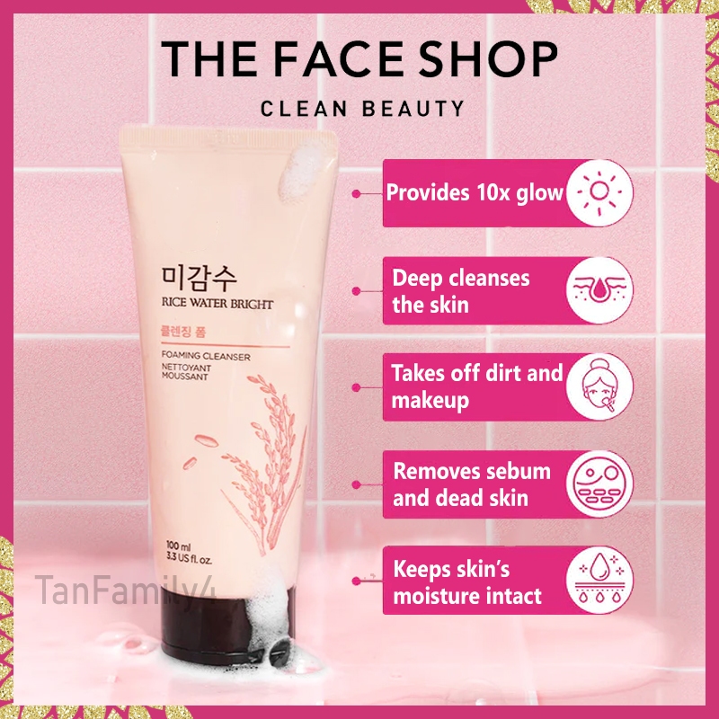 The Face Shop Rice Water Bright Cleansing Foam (150 ml) Korea Facial ...
