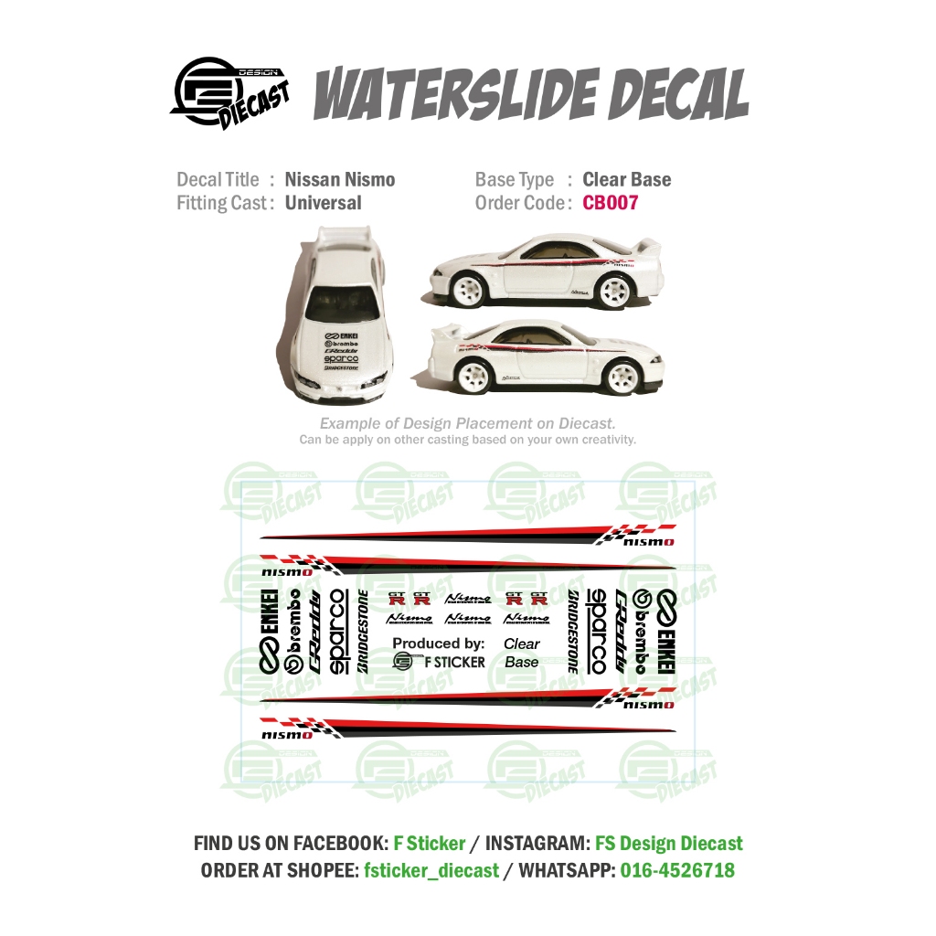 CB007 - Nissan Nismo Livery 1/64 Diecast Waterslide Decal - Clear Base ...