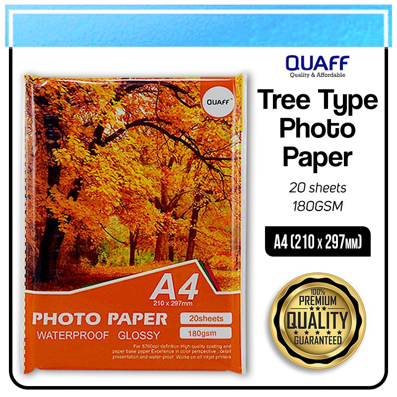 QUAFF 3R 4R 5R A4 Size 230GSM Print Photo Paper Glossy Inkjet Photo ...