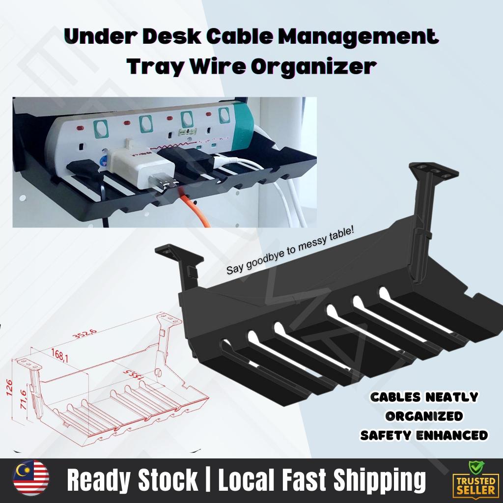 Table Cable Organizer Tray Storage Rack Under Desk Cable Management ...