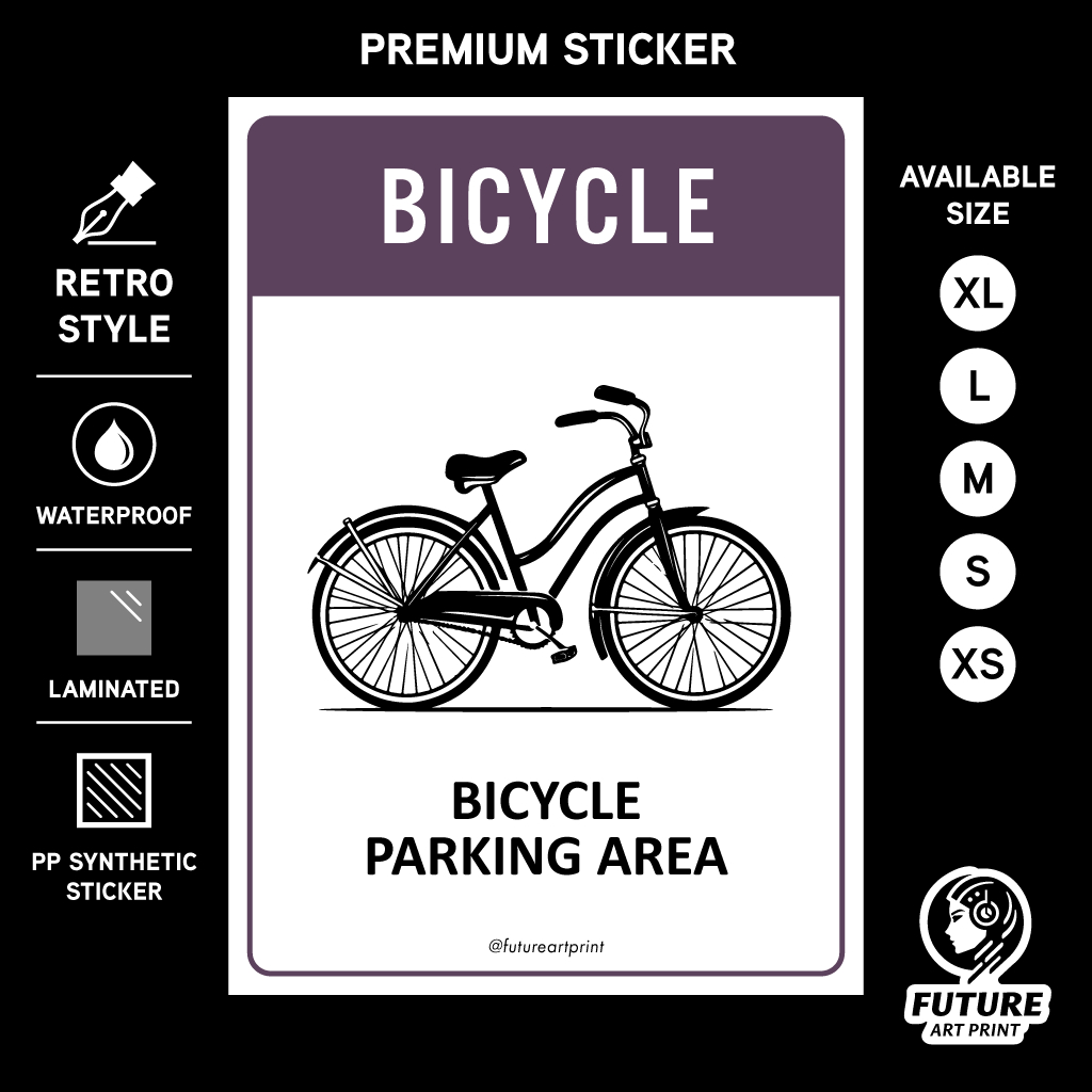 Bicycle Parking Area. Premium Sticker Sign Signage Notice. Tempat Letak ...
