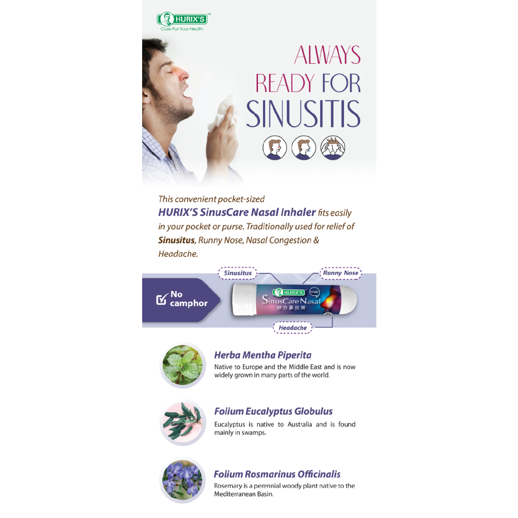 HURIX'S Sinus Care Nasal Inhaler (Cold & Flu & Headache) | Shopee Malaysia