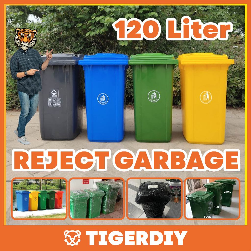 🔥 Reject Mobile Garbage Bin120L Wheel Green Bandaraya Heavy Duty ...