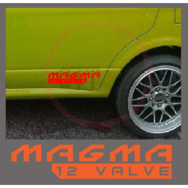 CFS562 2X pcs Classic Proton Saga Iswara Magma 12 Valve Logo Stiker Sticker Vinyl Decal Stripes ...