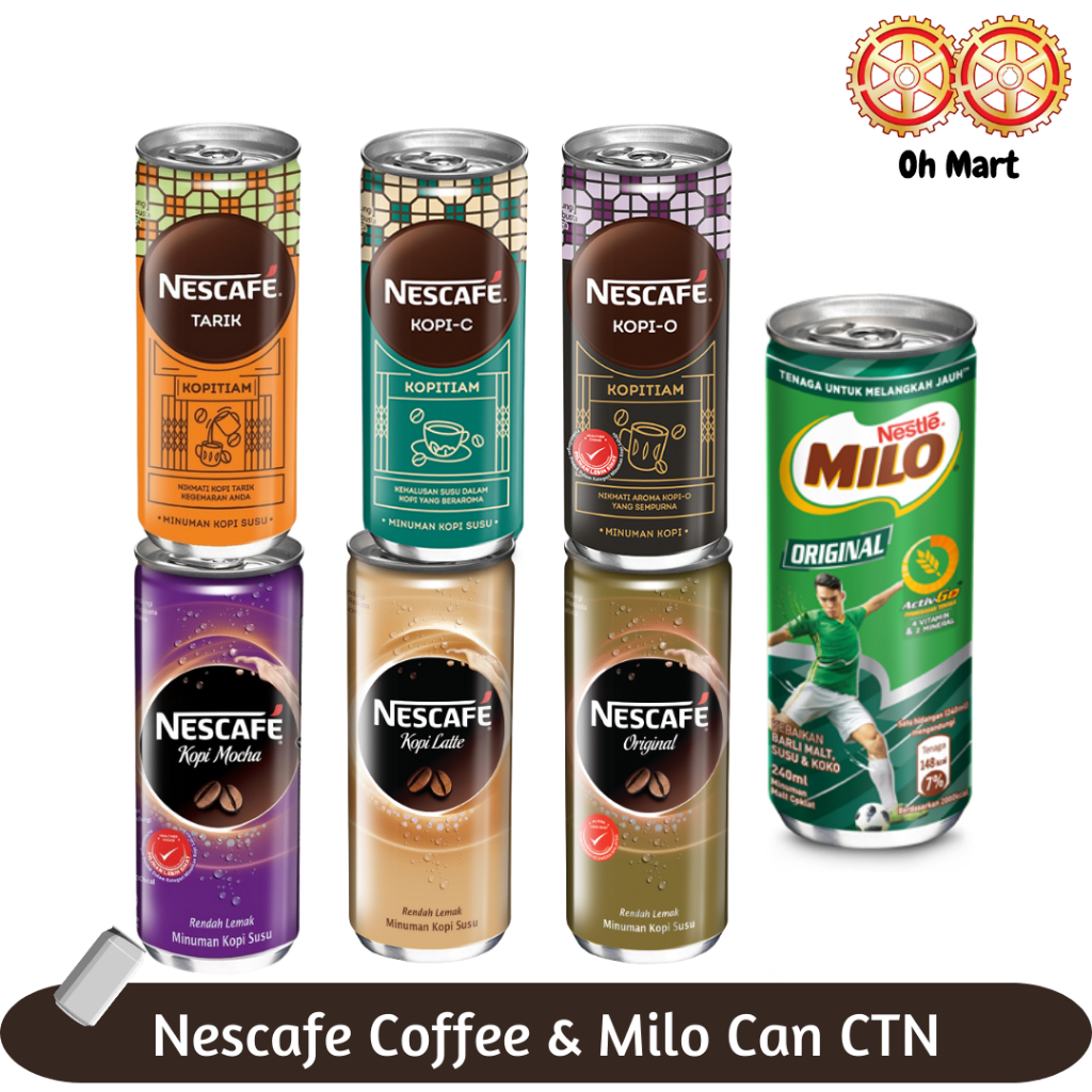 Nescafe Coffee Original/Mocha/Latte/Kopi-O/Kopi-C Milo Can CTN24X240ml ...