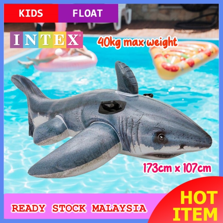 INTEX 57525 Grey Shark Shark Ride-On Inflatable Pool Float Swimming ...