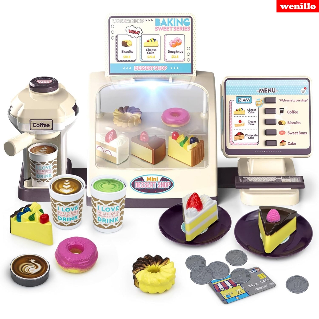 Mini Dessert Shop Cash Register Playset - Counter Series Toy for Kids ...