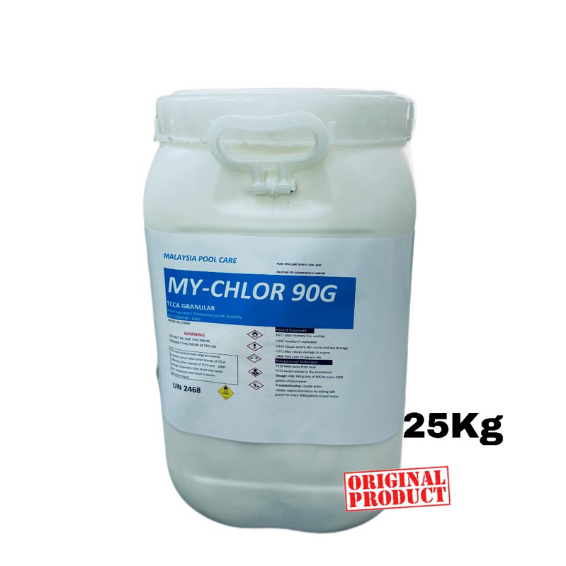 Chlorine Klorin MY-CHLOR 25KG TCCA 90% Powder / Granules For Swimming ...