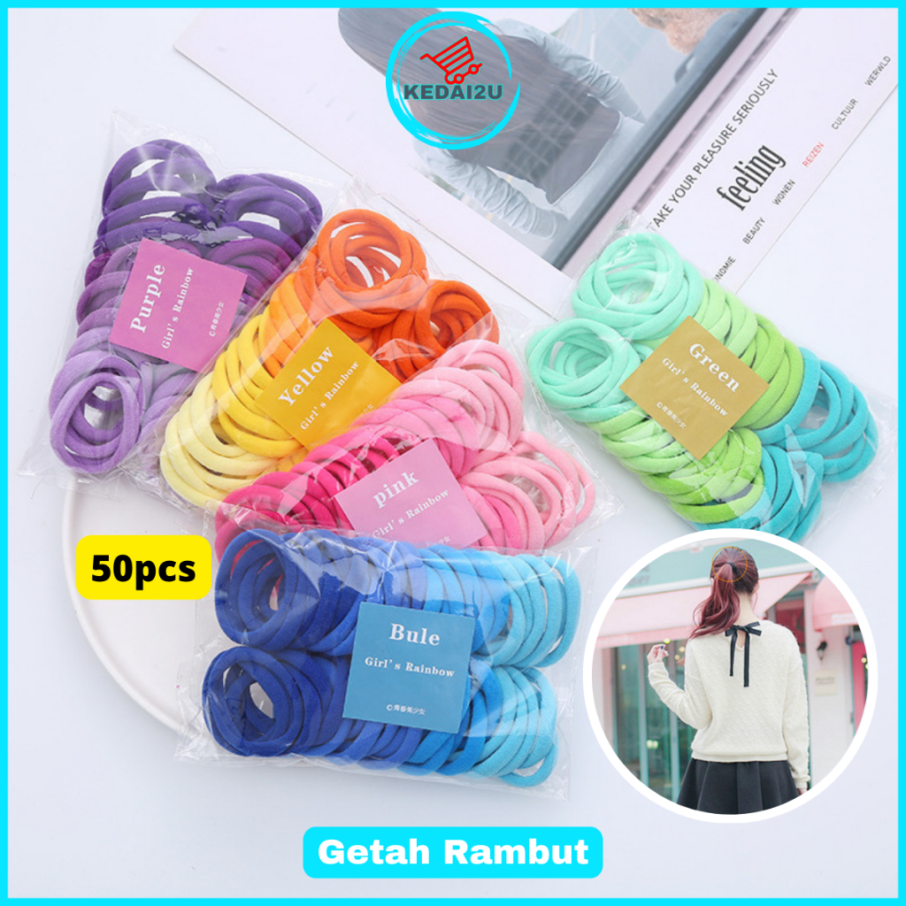 48pc Getah Rambut Elastic Hair Ties rope Hair band pengikat rambut ...