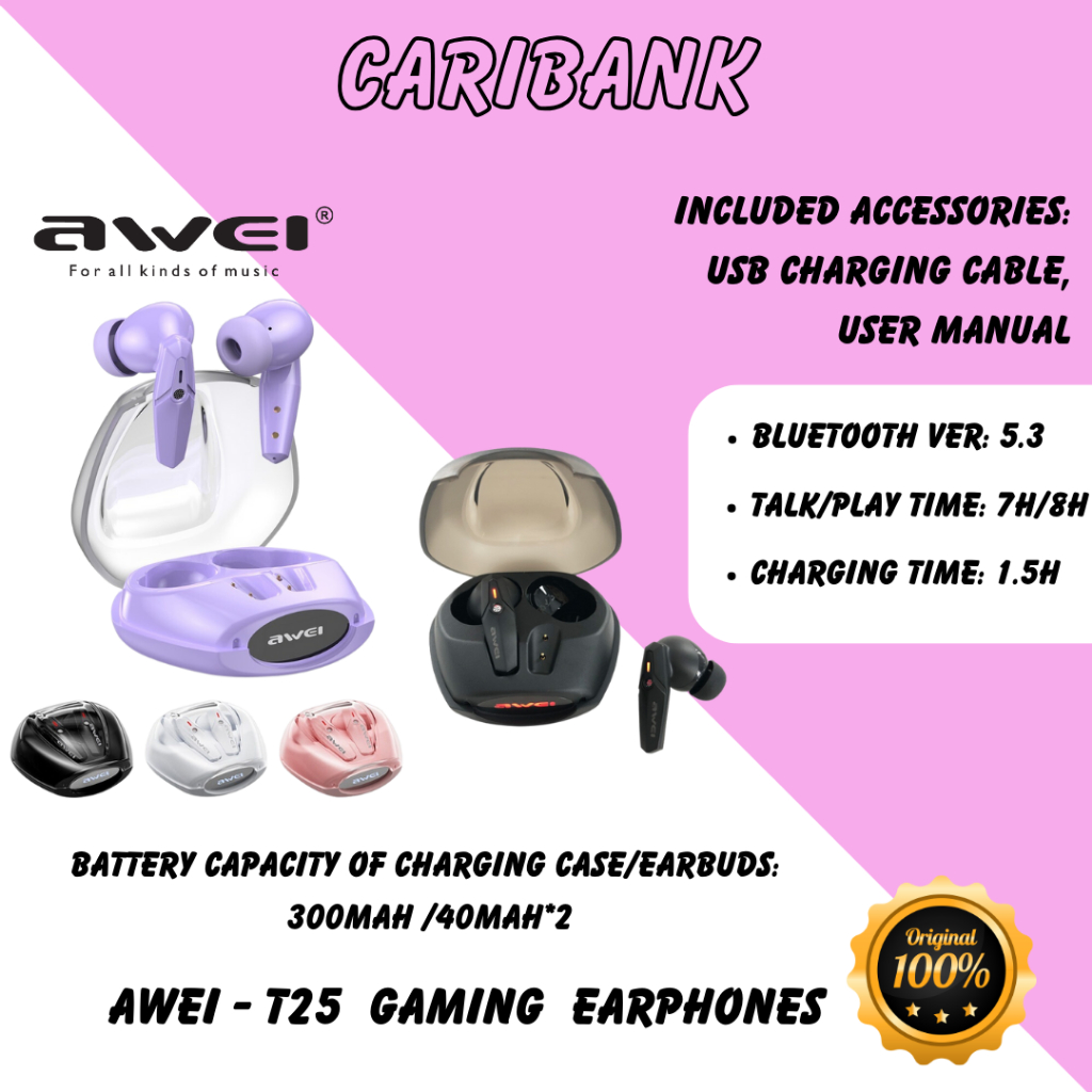 AWEI T25 Wireless Bluetooth Earphones Colorful Breathing Light High ...