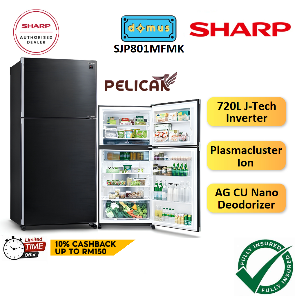 Sharp Pelican Refrigerator 2 Door Inverter 720L Fridge Peti Sejuk Peti ...