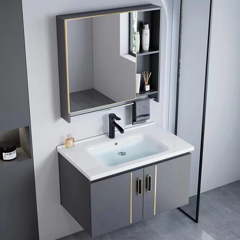 🚚40 50 60 70 80CM Aluminum Bathroom Cabinet Basin Set Storage Mirror ...