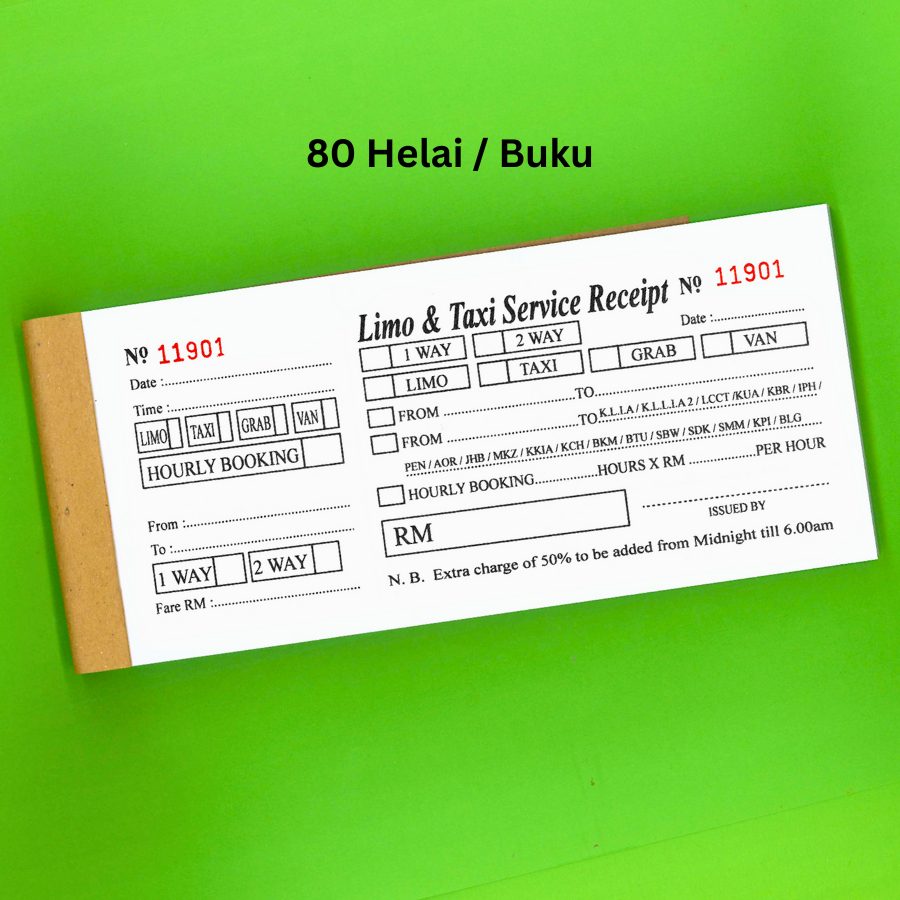 1 Buku Resit Servis untuk Van, Taxi, Grab, Limo (1 way & 2 way) | Shopee Malaysia