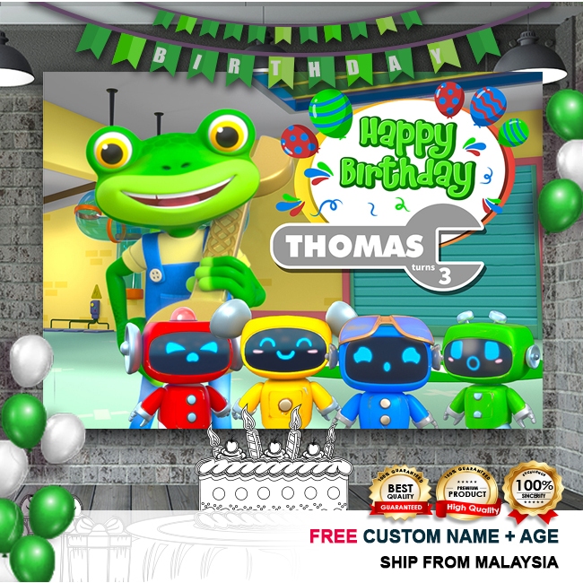Banner Hari Jadi / Banner Hiasan - Gecko Garage / Geckos | Shopee Malaysia