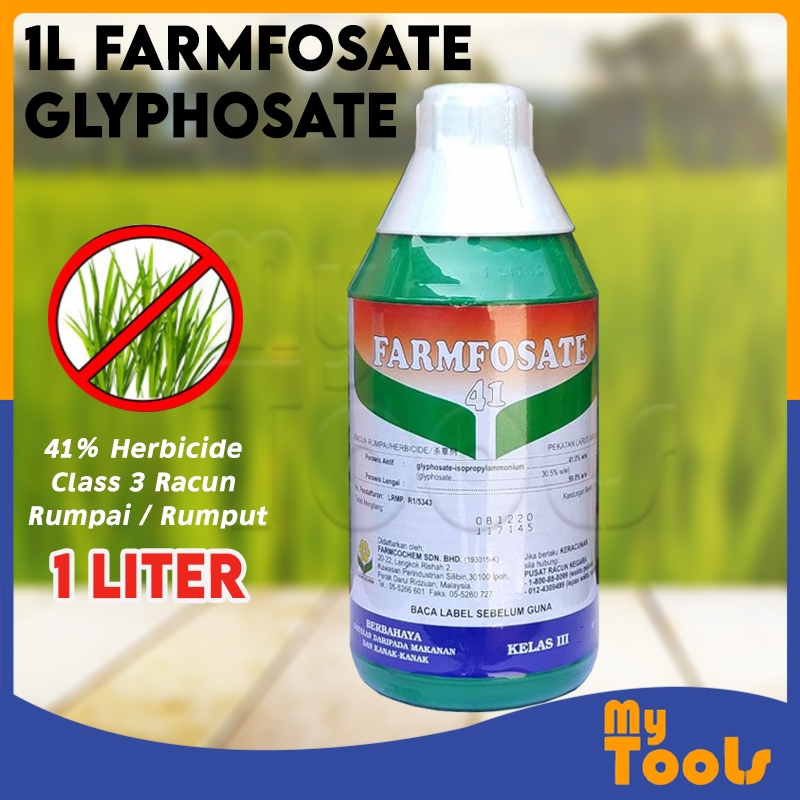 1 Liter Farmfosate Glyphosate 41% Herbicide Class 3 Racun Rumpai ...