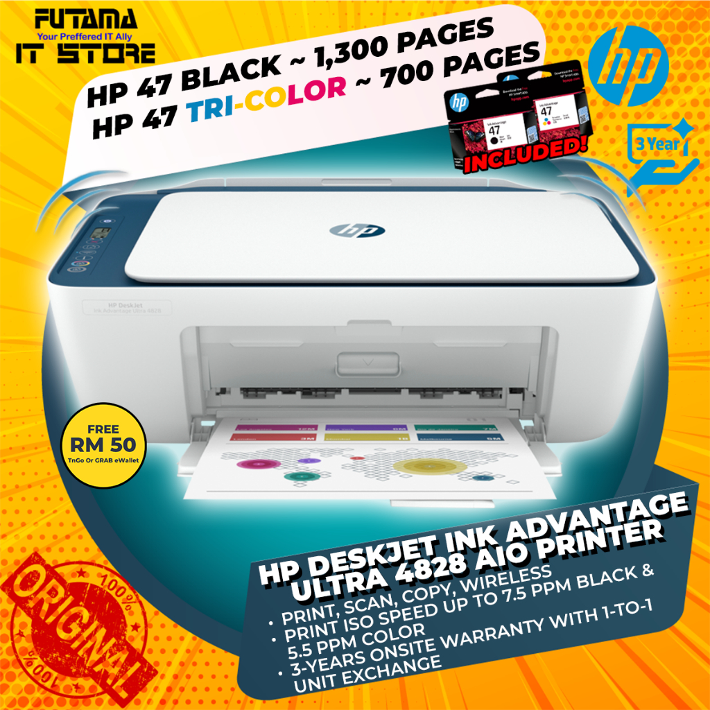HP DeskJet Ink Advantage Ultra 4828 All-in-One Printer - Print, Scan ...