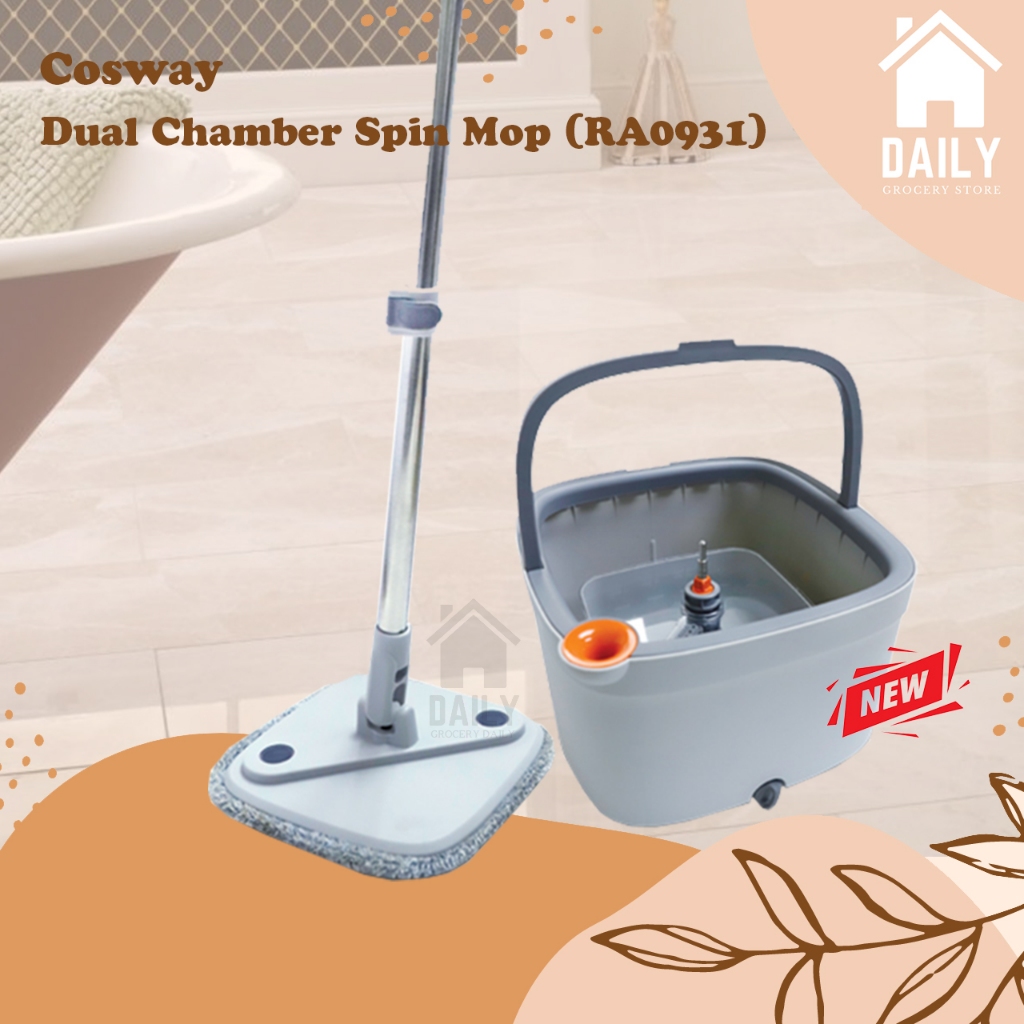Cosway Dual Chamber Spin Mop (RA0931) with Bucket 360 Easy Rotating ...