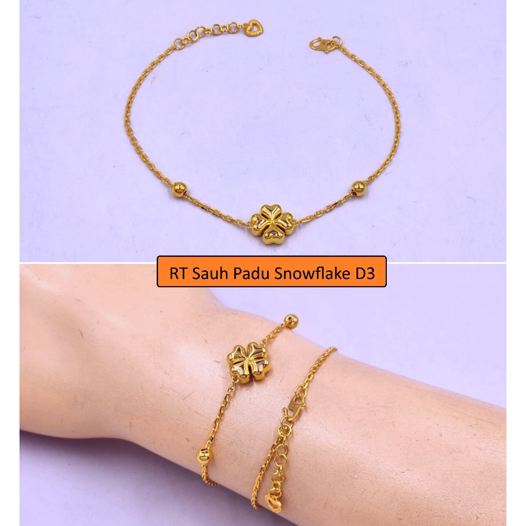 RANTAI TANGAN SAUH PADU SNOWFLAKE EMAS 916 ORIGINAL RANTAI TANGAN 916 ...