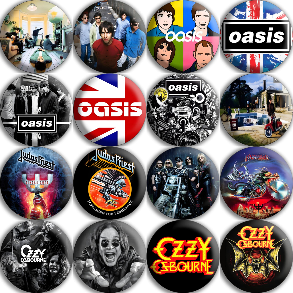 Oasis, Judas Priest & Ozzy Osbourne Badge Button Size 44 mm | Shopee ...