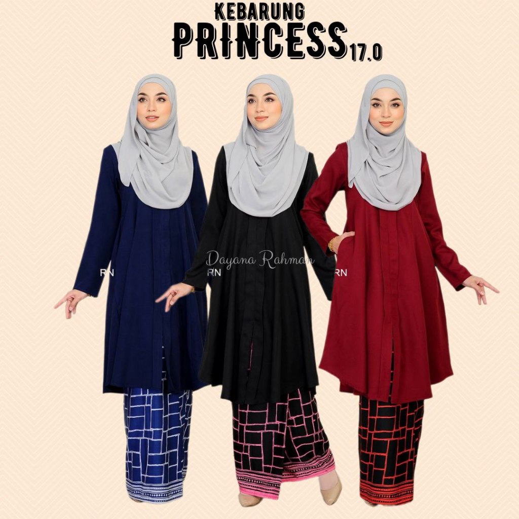 KEBARUNG PRINCESS 17.0 (V1) Baju Kebarung Muslimah Size S-3XL Nursing ...