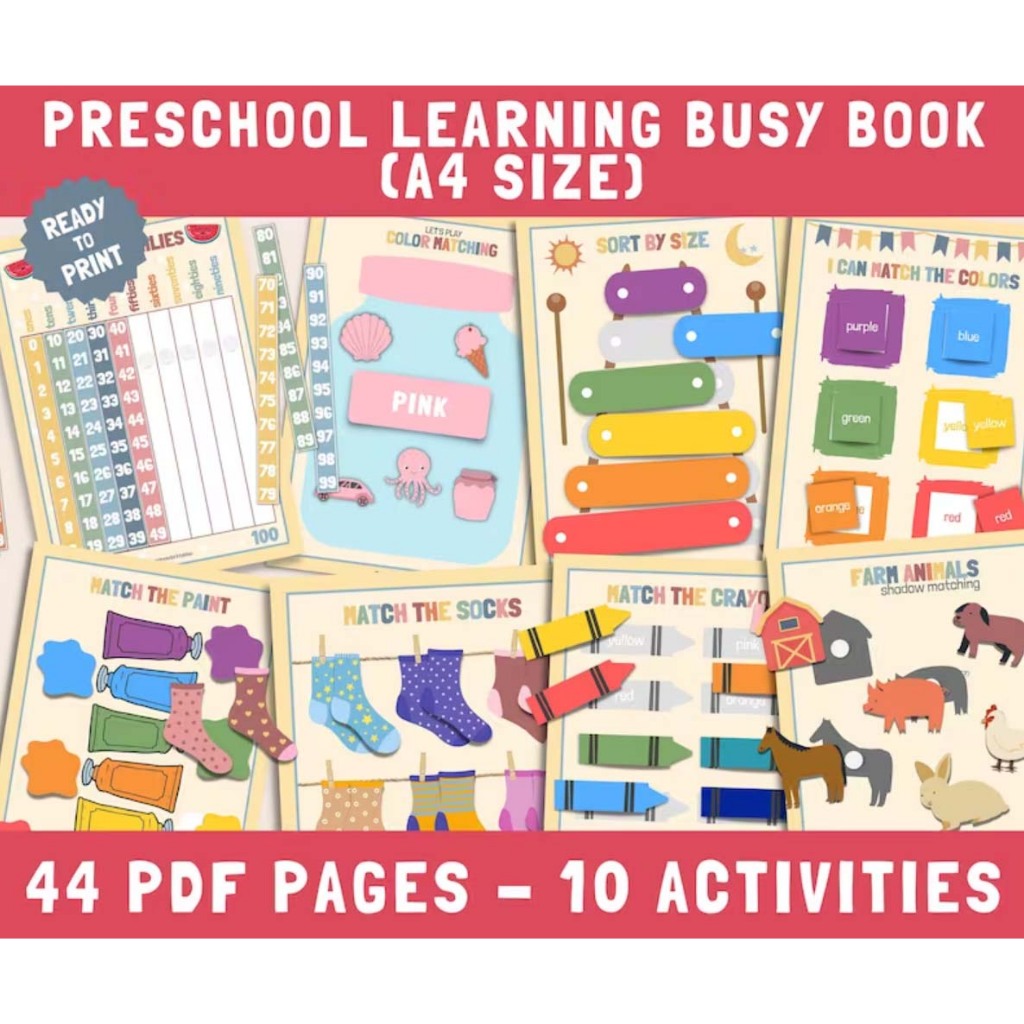 PDF] GM Toddler Busy Book Preschool Quiet Book Kids Activity Printable ...