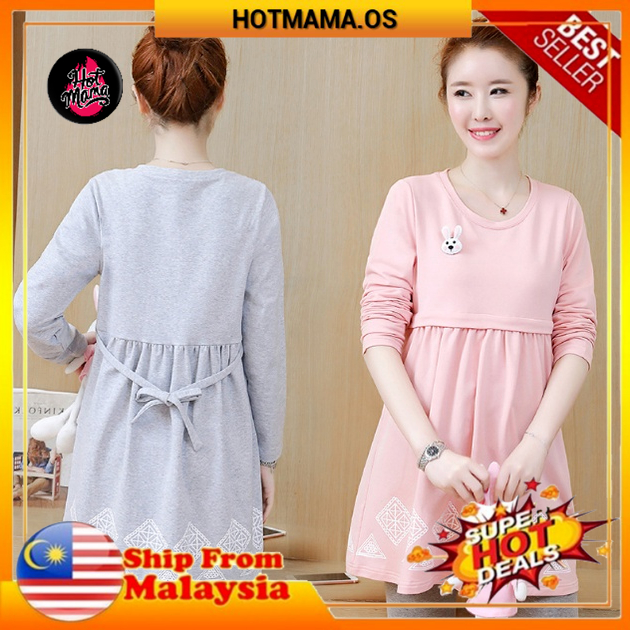 Baju Mengandung Korean Style Untuk Ibu Hamil Wanita Mengandung Nampak ...