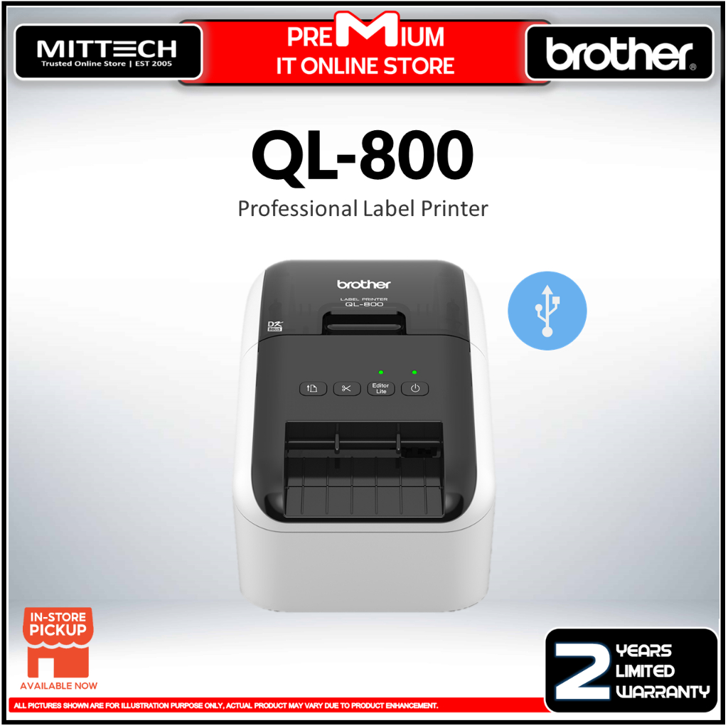 Brother QL-800 USB Label Printer – 62mm DK Rolls, Auto Cut, Fast ...