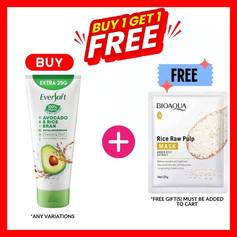 EVERSOFT Ginkgo Avocado Tomato Oat Milk Rice Water Facial Cleanser Foam ...