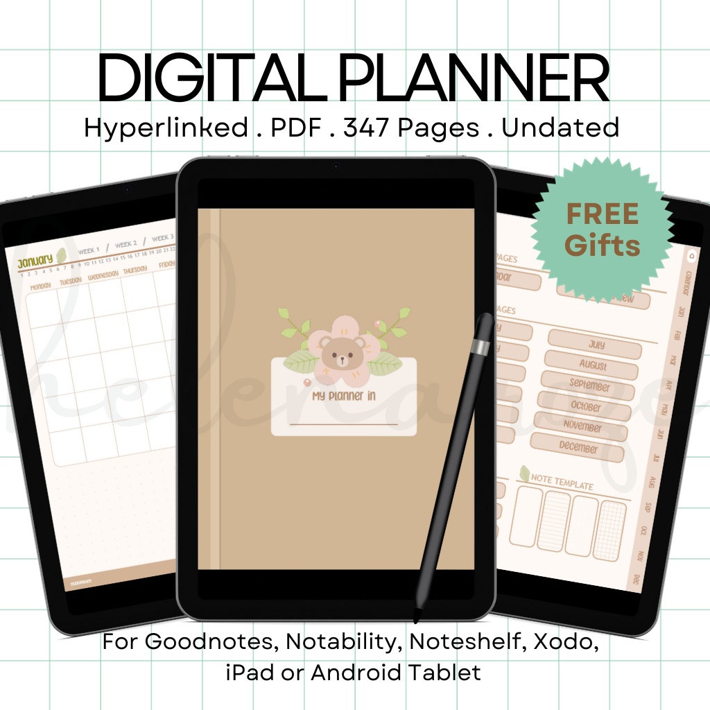 Digital Planner Undated Hyperlinked Journal Book Goodnotes Diary ...
