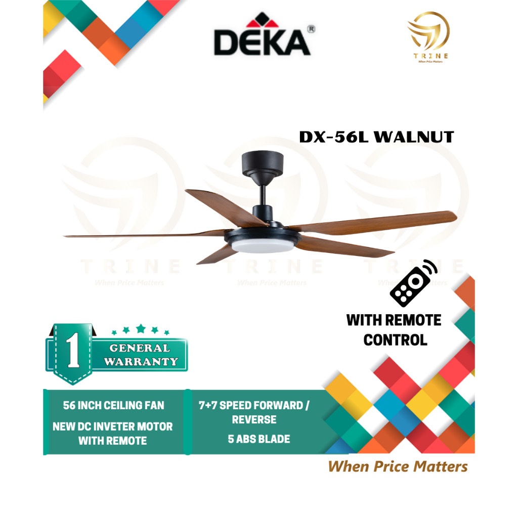 DEKA DX56L WITH LED 56” DC motor Remote fan 8 Speed Turbo Ceiling Fan ...