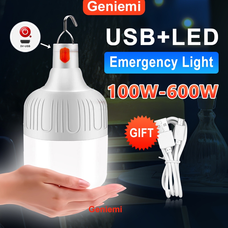 Rechargeable LED Light Bulb Portable Night Lamp Emergency Camping Light ...