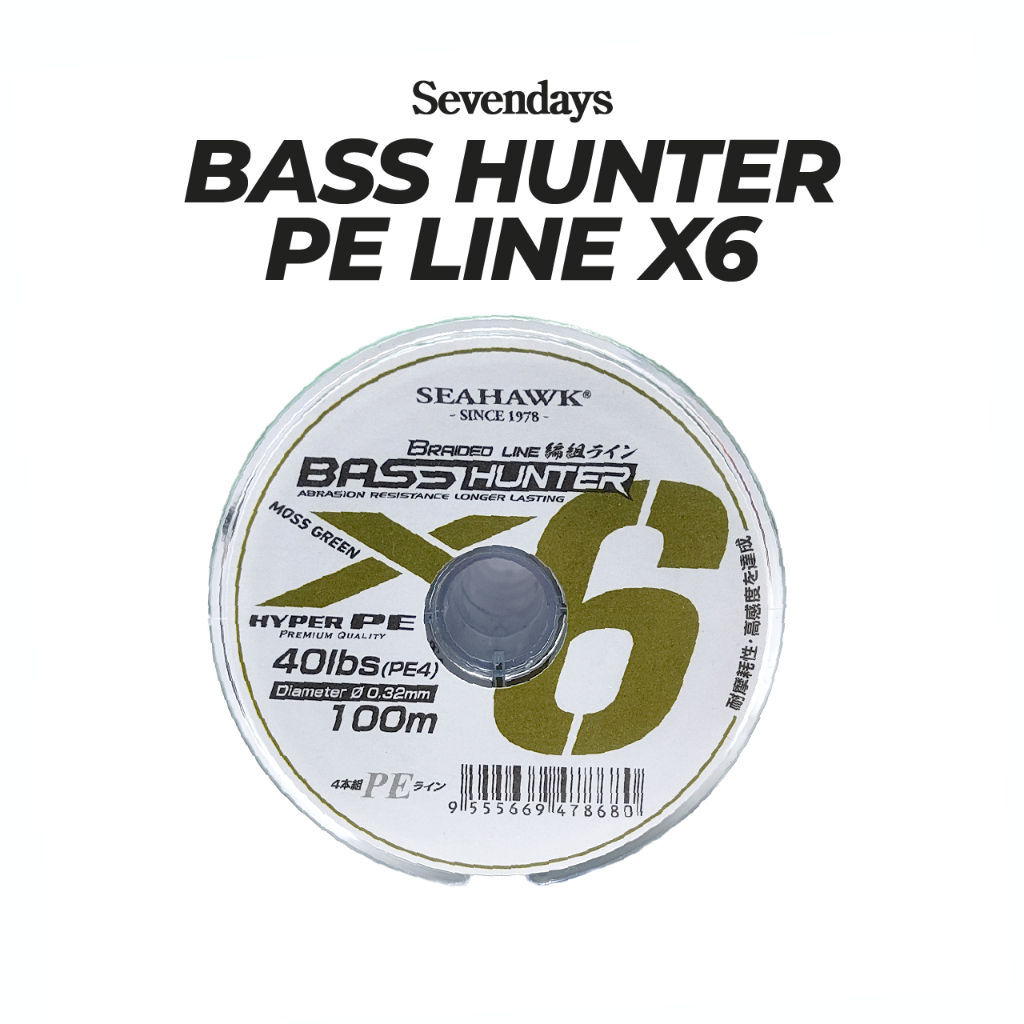 Seahawk Bass Hunter X6 PE Line 100m Braided Line Tali Benang 4 Sulam Fishing Tackle Kolam ...