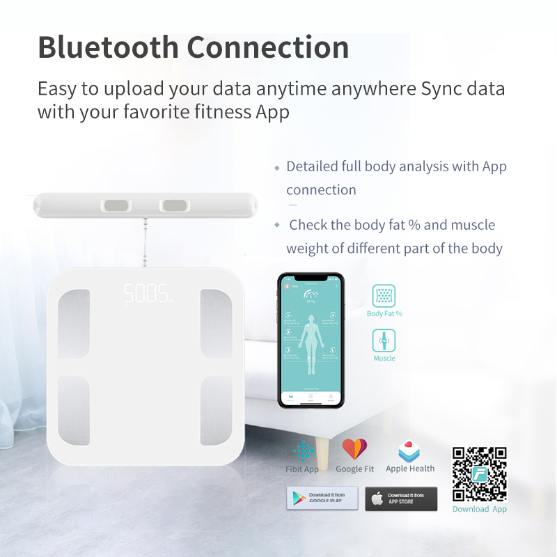 Lepu Professional Body Fat Scale with Eight Electrodes Bluetooth Body ...