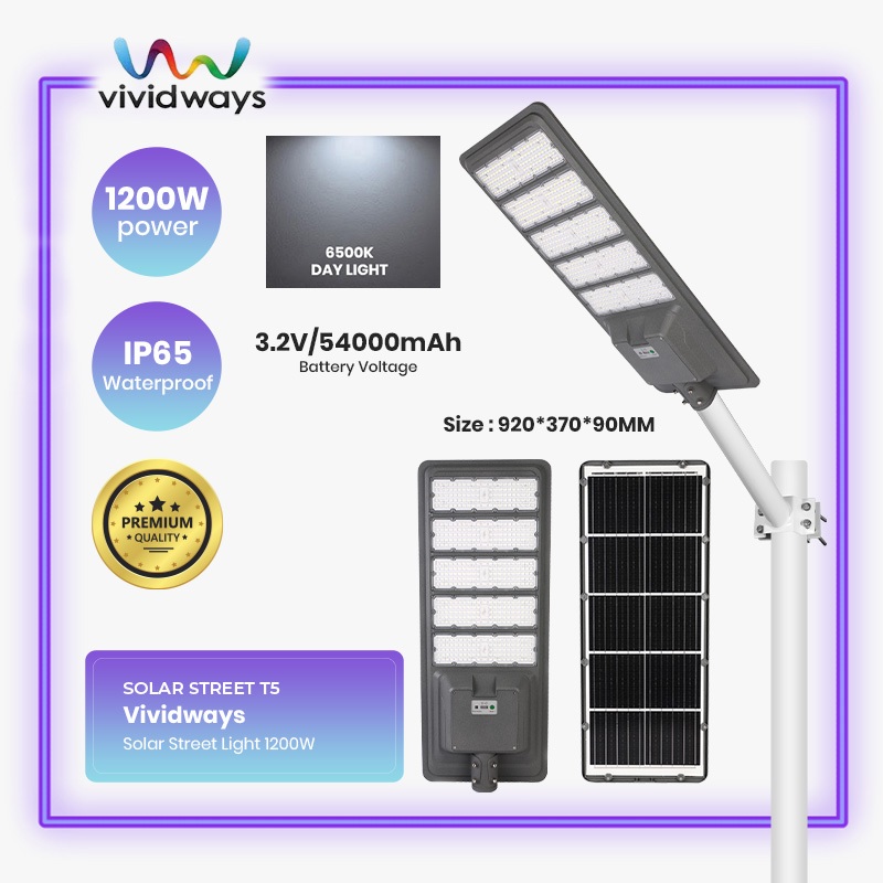 K2 VIVIDWAYS SOLAR STREET LIGHT T5 1200W PRO EDITION 6500K Day Light ...