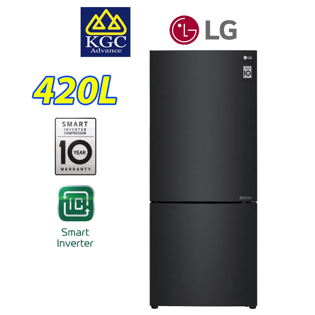 LG 420L GC-B529NQCM Bottom Freezer Fridge in Matte Black Finish ...