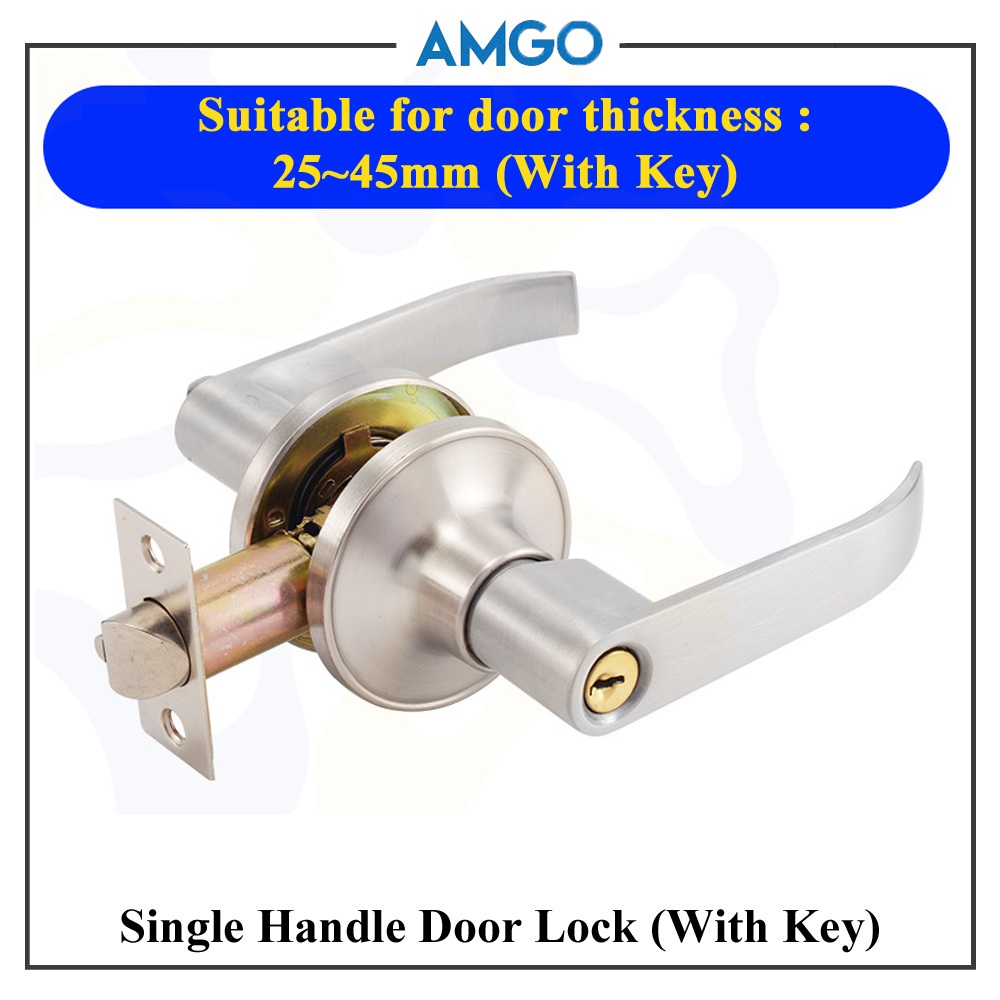 AMGO Tubular Lever Cylindrical Cylinder Door Lock Tombol Pintu Bilik ...