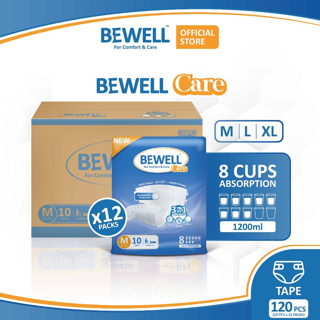 [Carton 12 Packs] Bewell Care Adult Diapers Tape (Size M|L|XL) | Shopee Malaysia