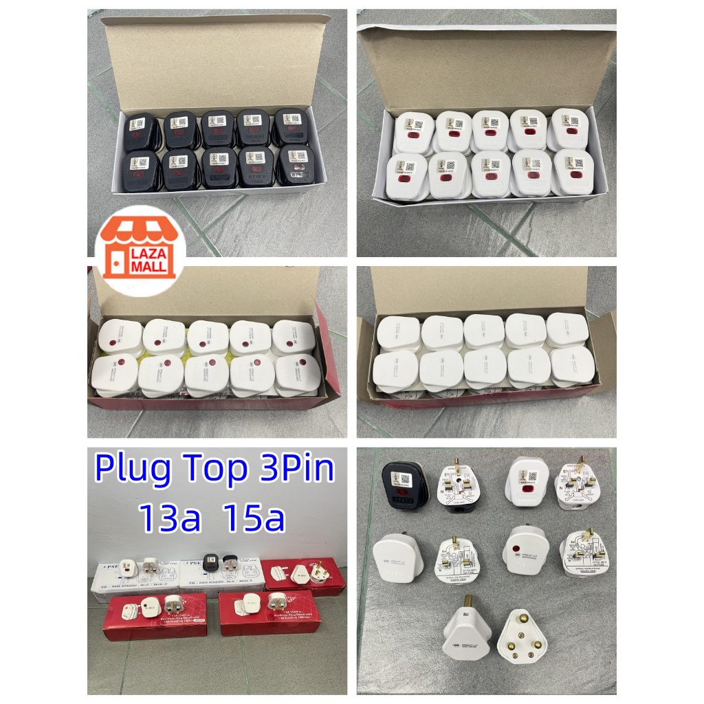 PLUG TOP 13A 3PIN NEON WITH LAMP ( SAFETY SIRIM ) ELECTRIC PLUGS FOR ...