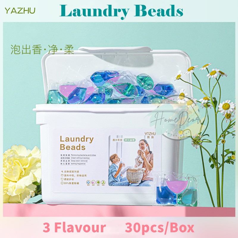 [30pcs] 3in1 Laundry Beads Ball Capsule Detergent Gel Concentrate Bead ...