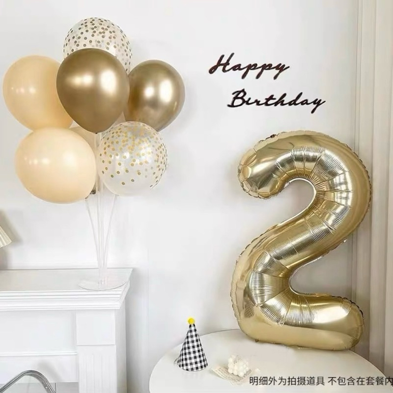 [Ready Stock]•40INCH PLATINUM GOLD NUMBER BIRTHDAY SET •BALLOON STAND ...